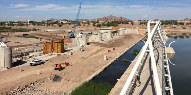 Tempe Town Lake dam construction nearly finished
