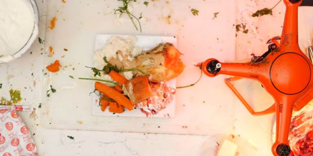 Learning how to cook Thanksgiving meal using a drone