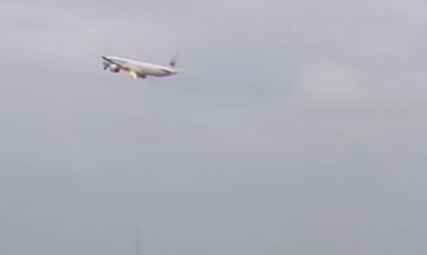 Flames spew from airplane in Japan after bird strike
