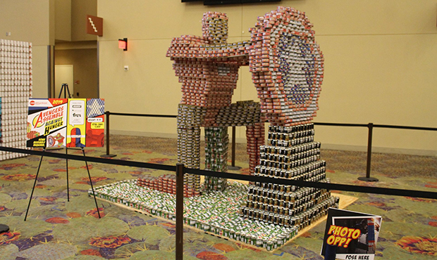 Canned good structures made for Phoenix food bank on display this week