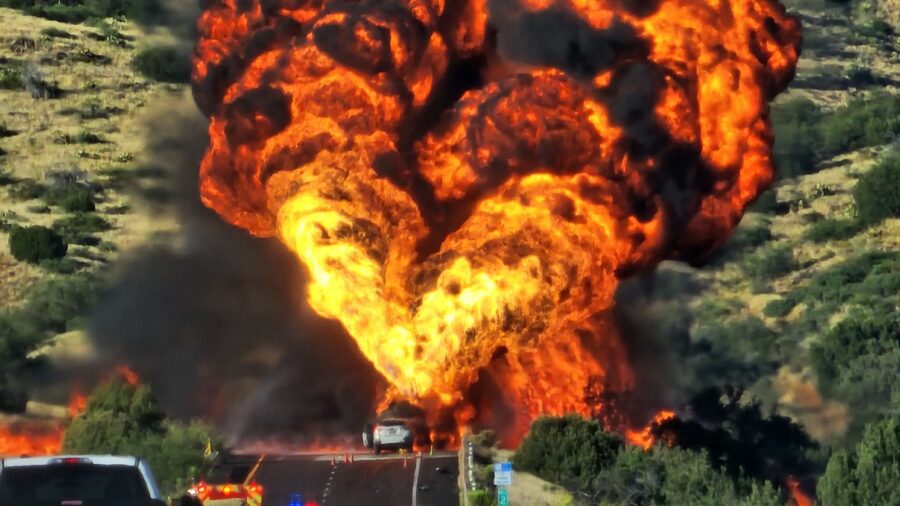 Tanker Fire shuts down State Route 87 as officials fight the flames