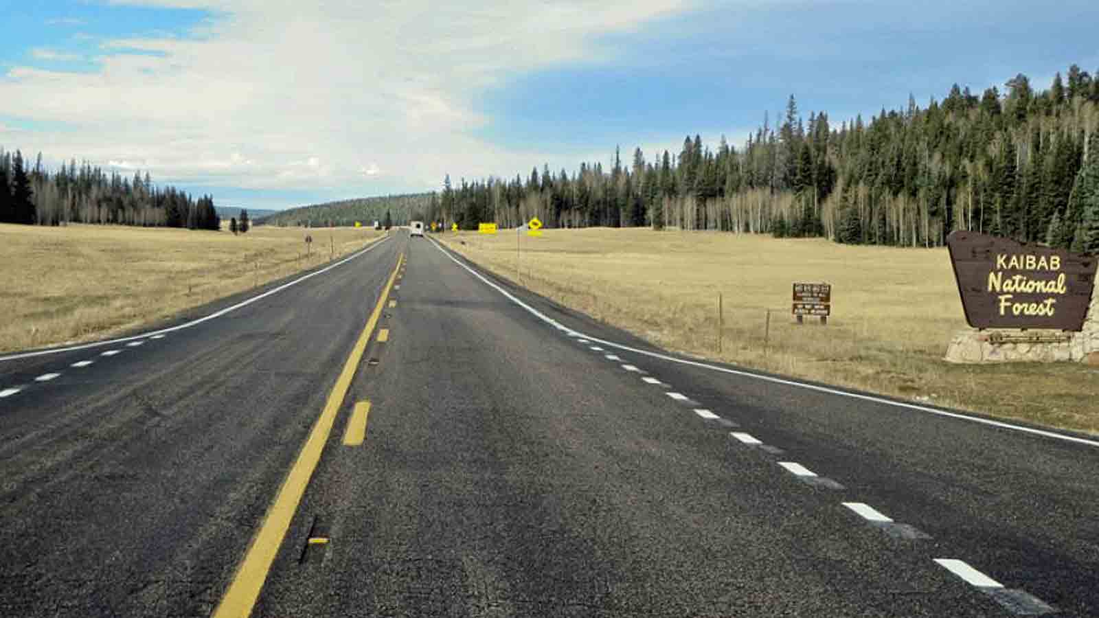 Winding highway to Grand Canyon National Park North Rim opens